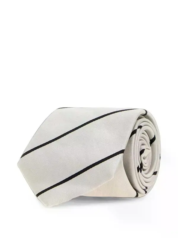 TOM FORD Regimental Silk Tie - Silver