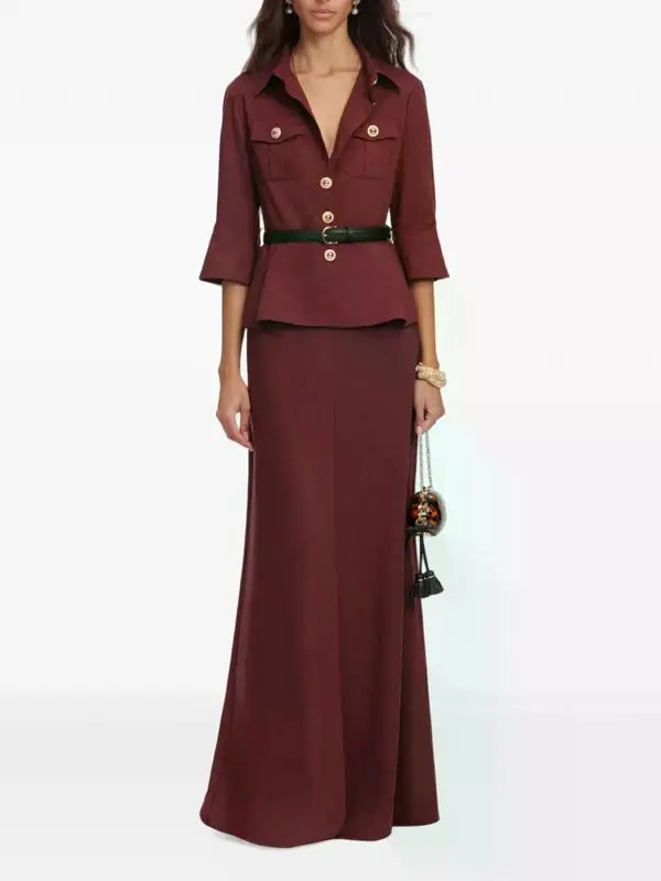 SELF-PORTRAIT Belted Peplum-waist Maxi Dress