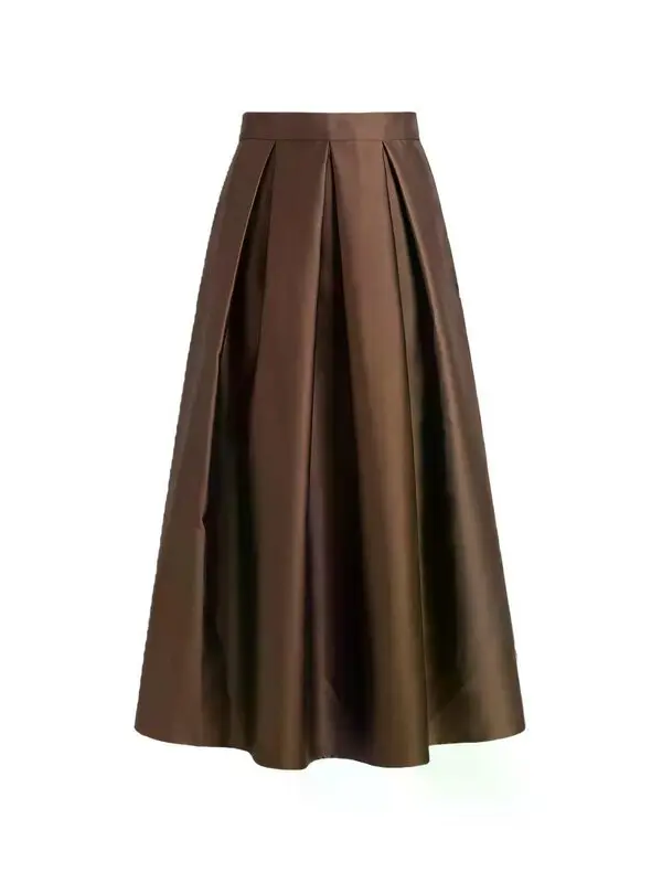 LUNATICA MILANO Mikado Pleated Midi Skirt - Brown