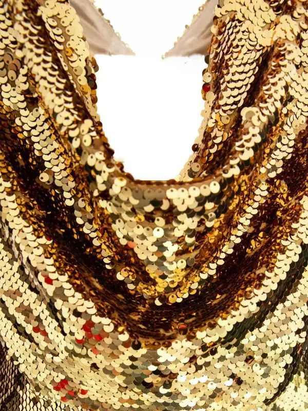 V:PM ATELIER Sequin-embellished Cowl-neck Maxi Dress
