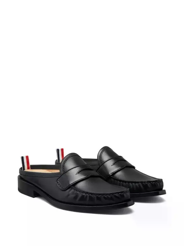 Thom Browne Box Calf-leather Pleated Varsity Loafer Mules