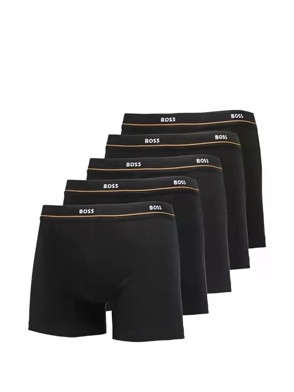 Hugo Five-pack Of Logo-waistband Stretch-cotton Boxer Briefs - Black