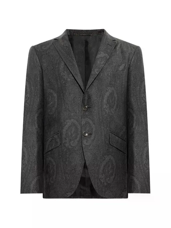 Etro Paisley-print Wool Blazer - Grey