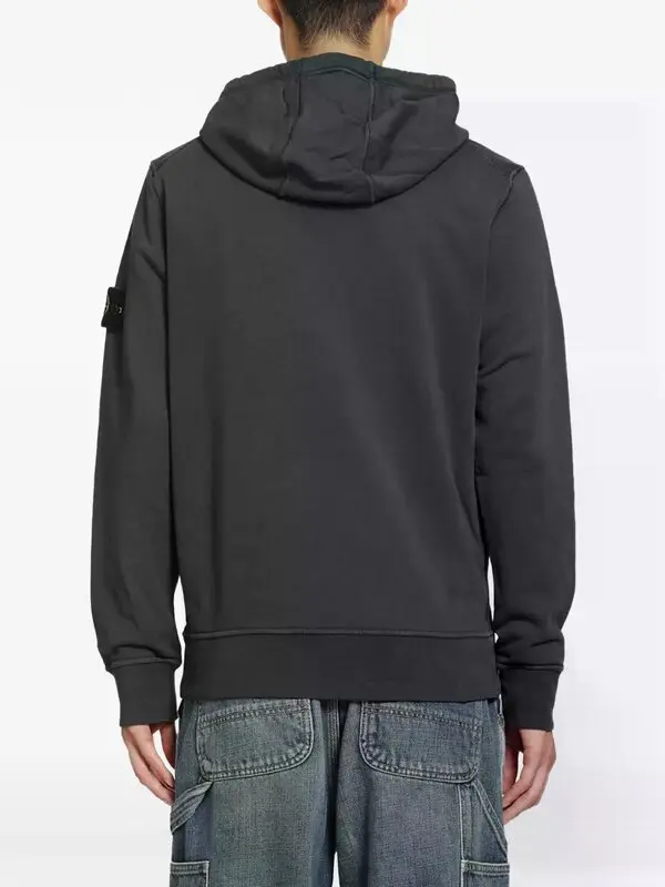 Stone Island 6100062 Organic Cotton Fleece Hooded Sweatshirt - Grey