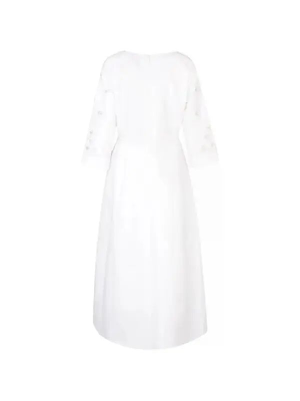 LOODYANA Embroidered Long-sleeve Maxi Dress With Bead Embellishment