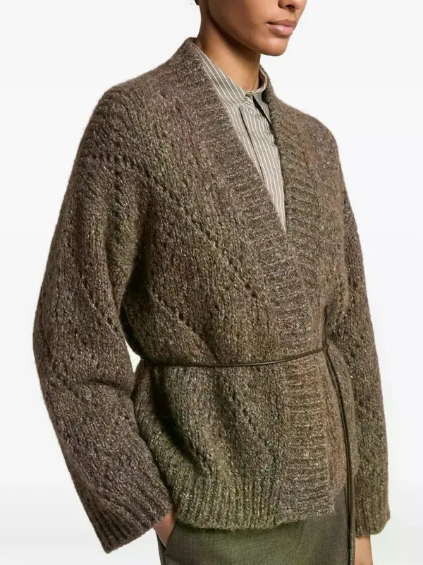 Peserico Sequin-embellished Belted Cardigan