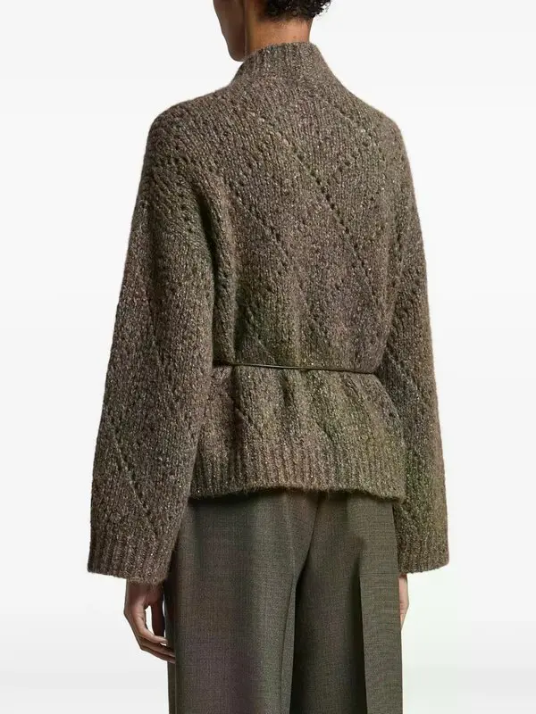 Peserico Sequin-embellished Belted Cardigan