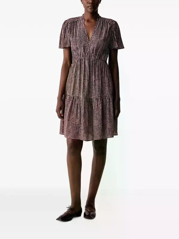 Marc O'polo Geometric Print Tie Mini Dress - Red