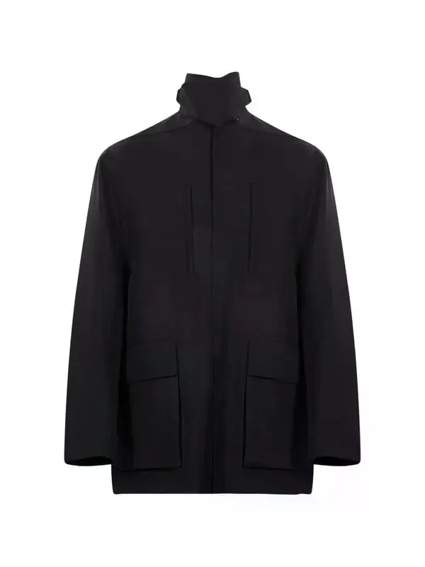 Rick Owens Funnel-neck Multi-pocket Coat - Black