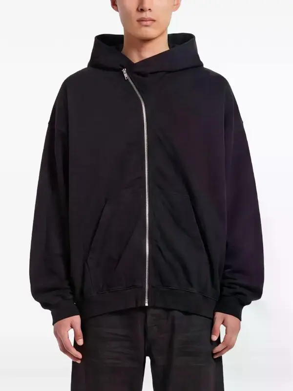 Rick Owens Mountain Asymmetric Zip-up Hoodie - Black