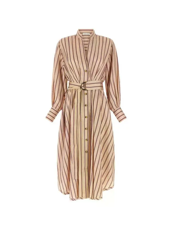 Zimmermann Valiant Tuck Striped Midi Dress - Pink