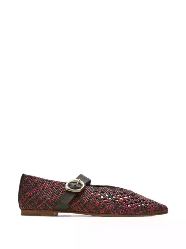 LOTTUSSE Woven Ballet Flats With Buckle Strap