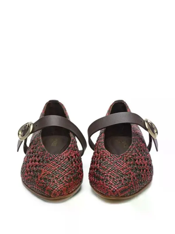 LOTTUSSE Woven Ballet Flats With Buckle Strap