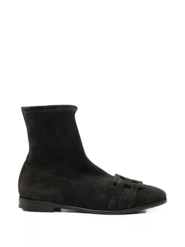TRUMAN´S Suede Ankle Boots With Interwoven Detail - Black