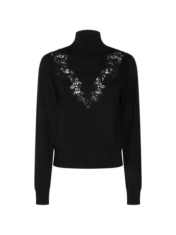 Zimmermann Lace-trimmed Roll-neck Sweater - Black