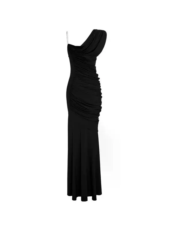 V:PM ATELIER Sade Asymmetric Ruched Maxi Dress - Black