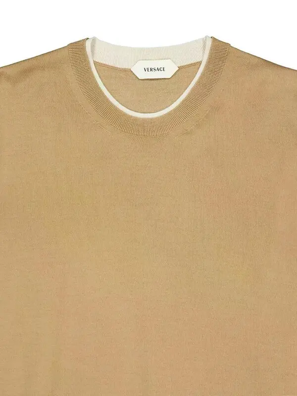 Versace Embroidered Wool Knit Sweater - Neutrals