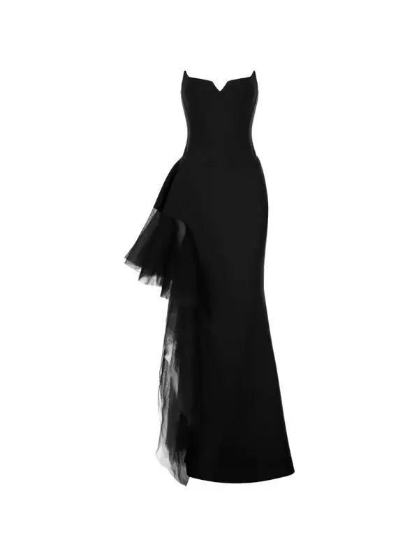 V:PM ATELIER Tulip Ruffled Maxi Dress - Black