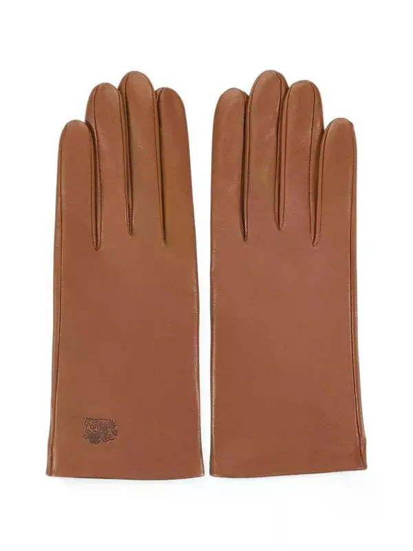 LOTTUSSE Germoli Logo-debossed Leather Gloves - Brown