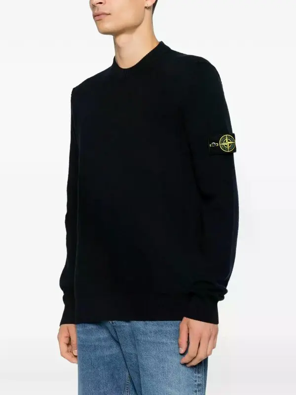 Stone Island Logo-patch Crew-neck Sweater - Black