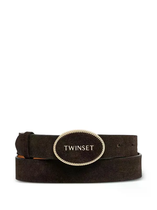 TWINSET Logo Plaque Suede Belt - Brown
