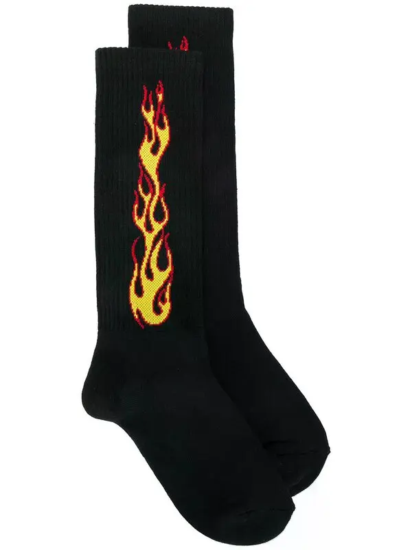 Palm Angels Flame Intarsia Socks - Black