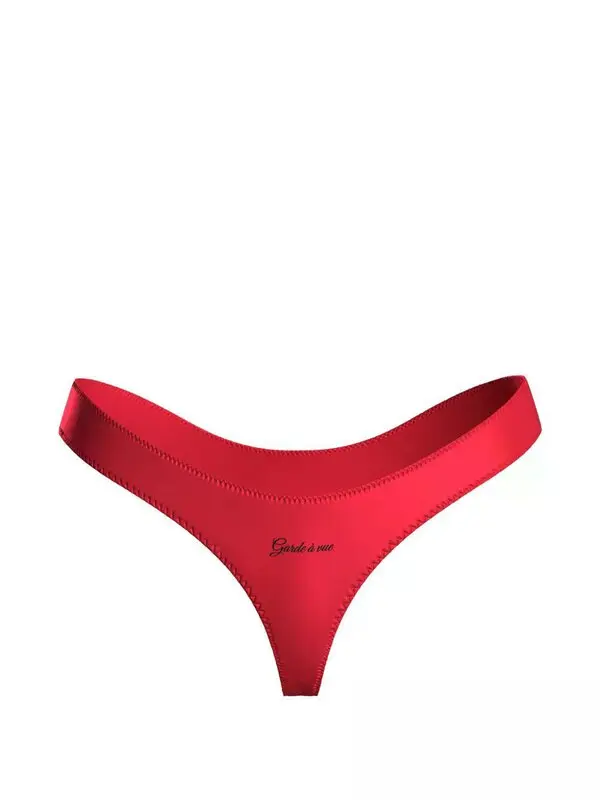 SCANDALE Dédicace Embroidered High-cut Thong - Red