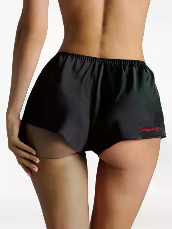SCANDALE Embroidered Satin Shorts