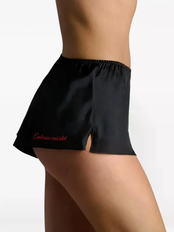 SCANDALE Embroidered Satin Shorts
