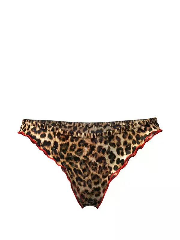 SCANDALE Sauvage Ruffled Leopard-print Thong - Brown