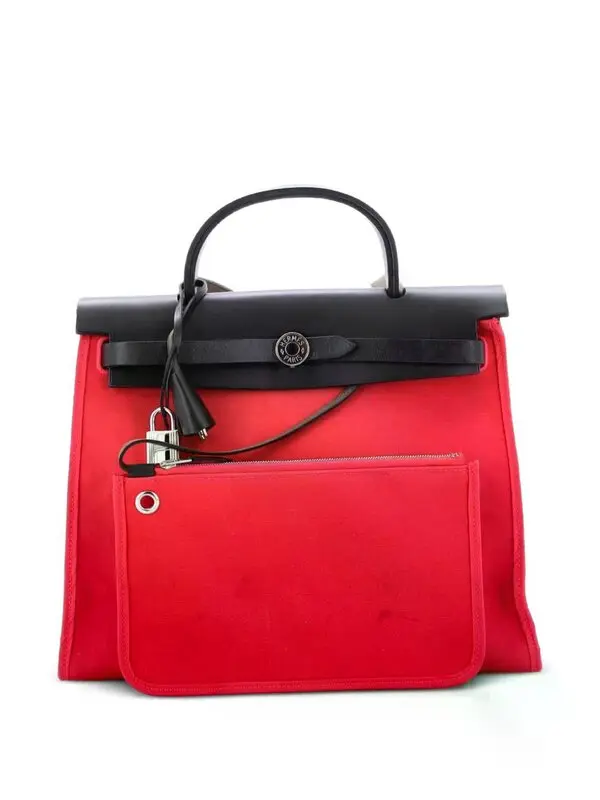 Hermès Herbag Zip Leather And Toile 31 Shoulder Bag