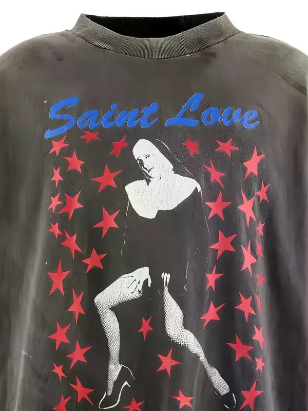 SAINT MXXXXXX Graphic-print Distressed T-shirt