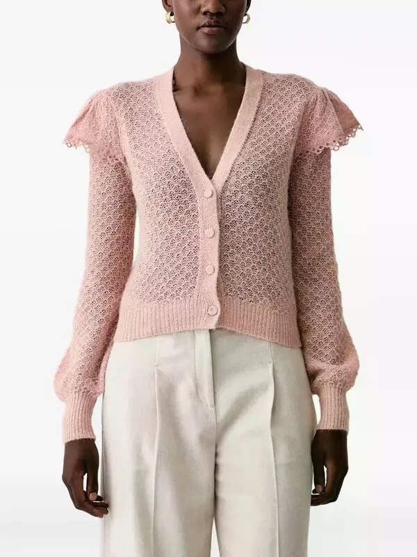 TWINSET Ruffled Open-knit Cardigan - Pink