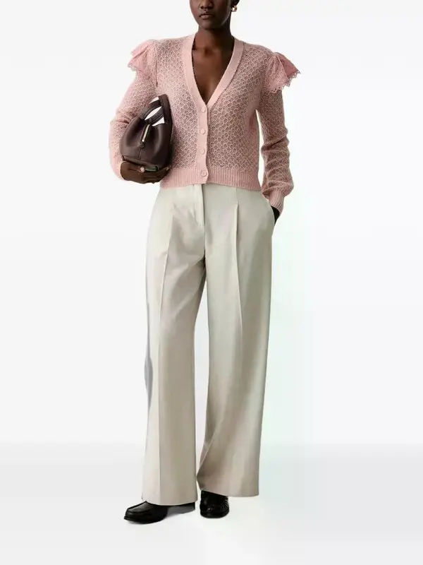TWINSET Ruffled Open-knit Cardigan
