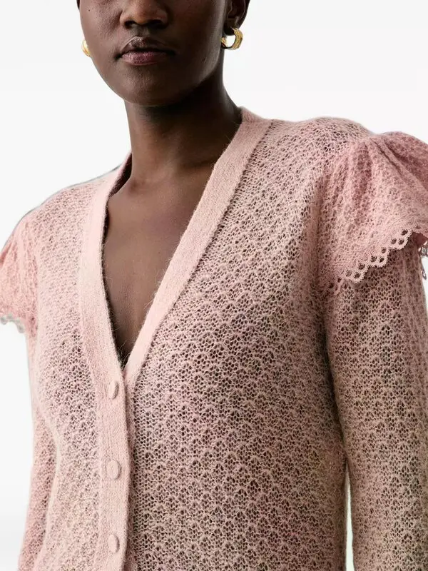 TWINSET Ruffled Open-knit Cardigan