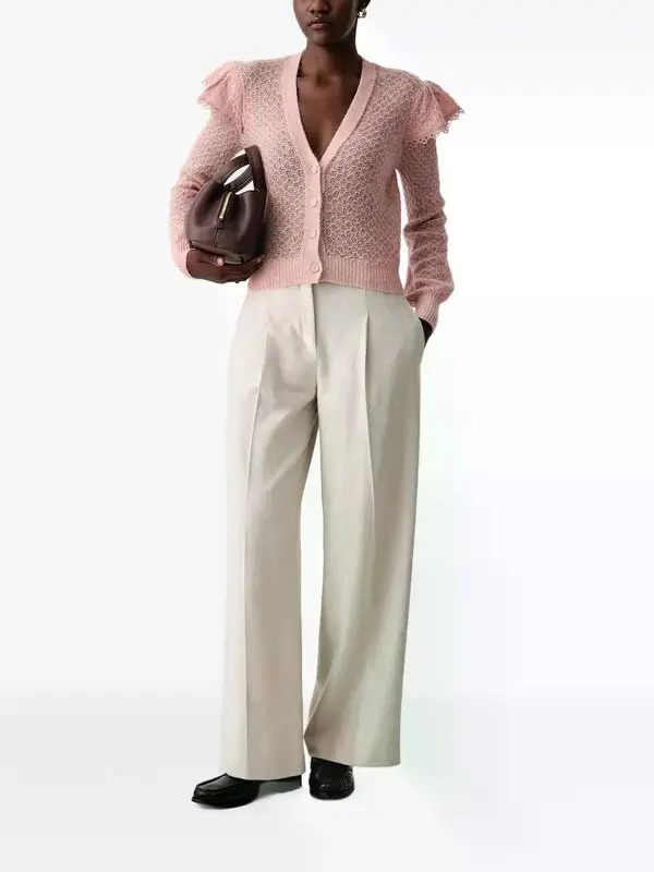 TWINSET Open-knit Ruffled Cardigan - Pink