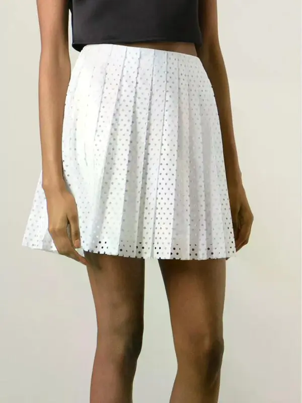 Alexander McQueen Perforated Poplin Pleated Skirt