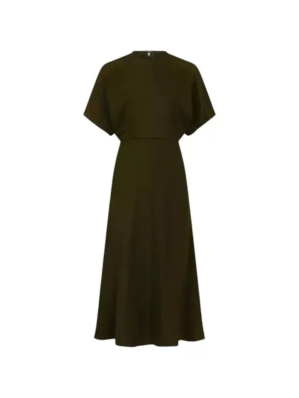 Victoria Beckham Short-sleeve Flared Midi Dress - Green