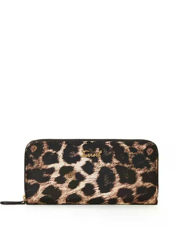 TWINSET Leopard-print Zip-around Wallet - Black
