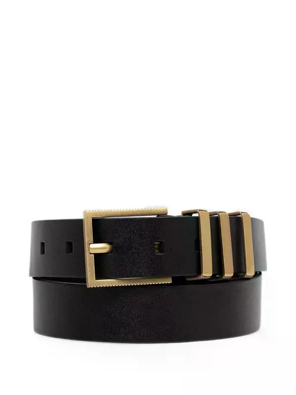 ALLSAINTS Textured Buckle Leather Belt - Black
