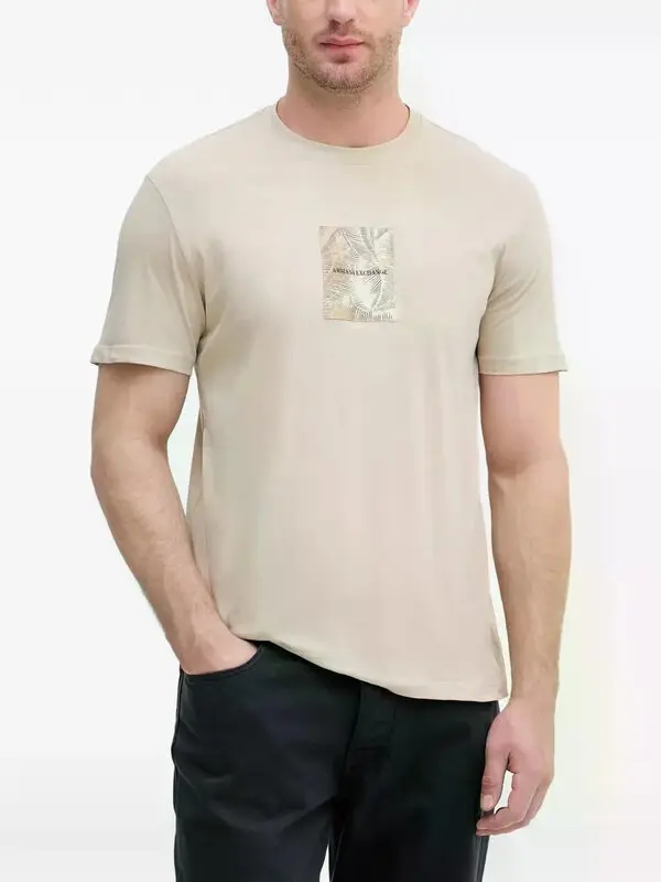 Armani Exchange Logo-patch Palm-print T-shirt