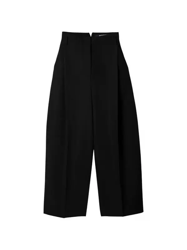 Jacquemus Pleated Cropped Trousers - Black