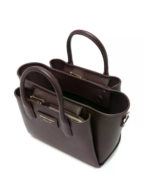 Emporio Armani Grained Leather Tote Bag - Red
