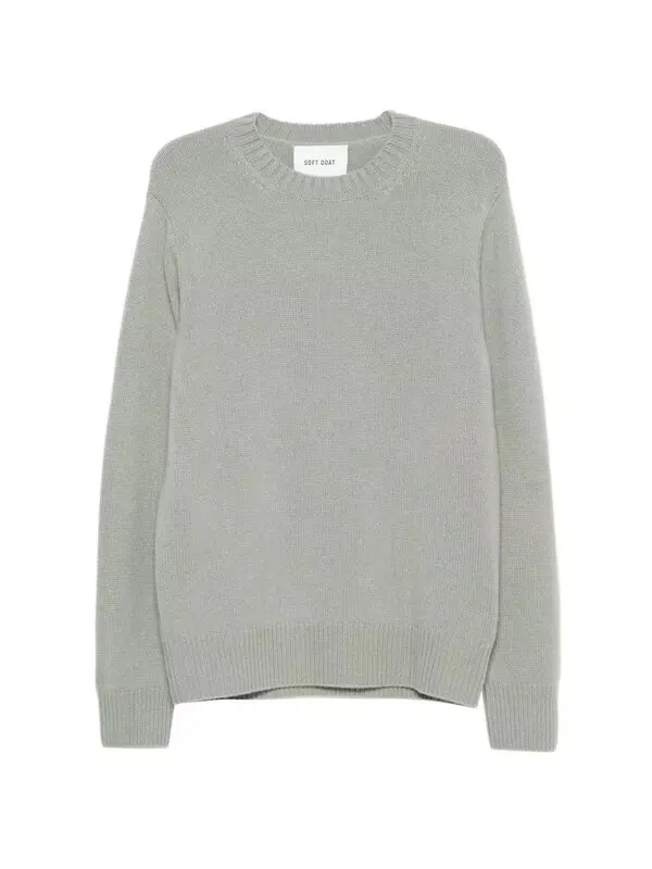 Soft Goat Ribbed Knit Crew Neck Sweater