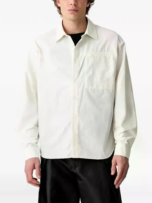 Rains Logo-embroidered Chest-pocket Shirt - White