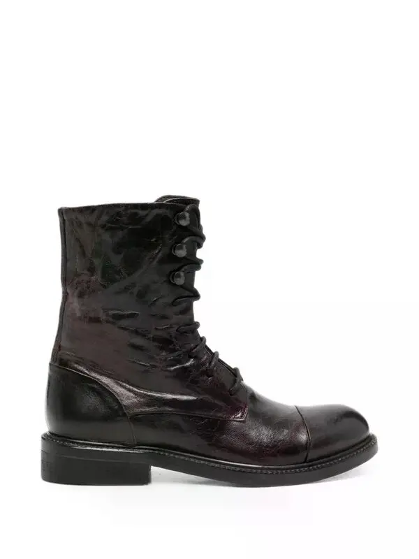 LEQARANT Lace-up Leather Ankle Boots - Brown