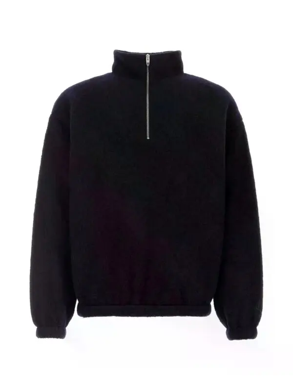 JIL SANDER Quarter-zip Wool-blend Sweater - Blue