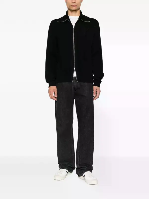 ZANONE Ribbed-knit Zip-up Cardigan - Black