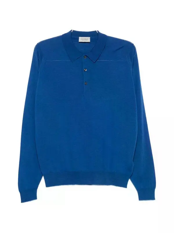 John Smedley Belper Long-sleeve Polo Sweater - Blue