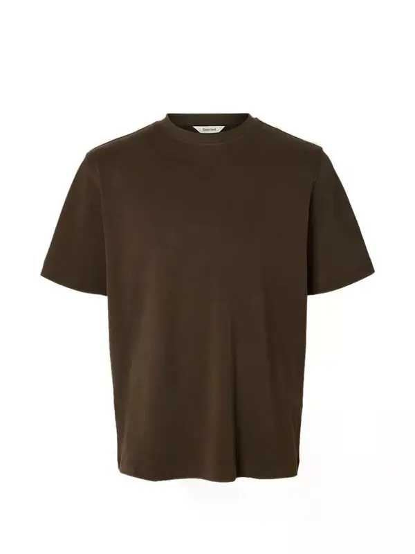 SELECTED Short-sleeve Cotton T-shirt - Brown